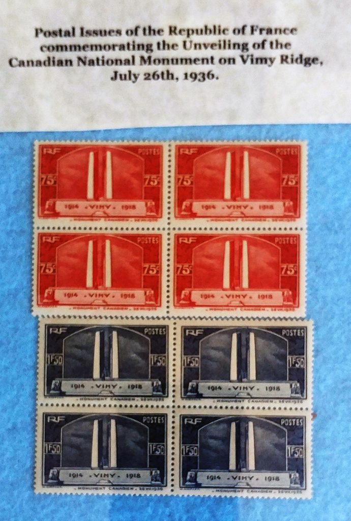V-3 Vimy Pilgrimage 1936 Mint blocks of both Official Vimy stamps ...